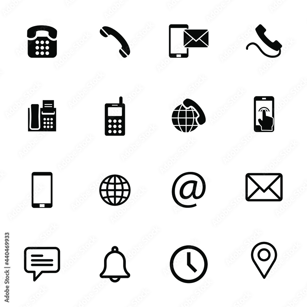 Contact us icon set , Phone symbol, Communication and website icon ...