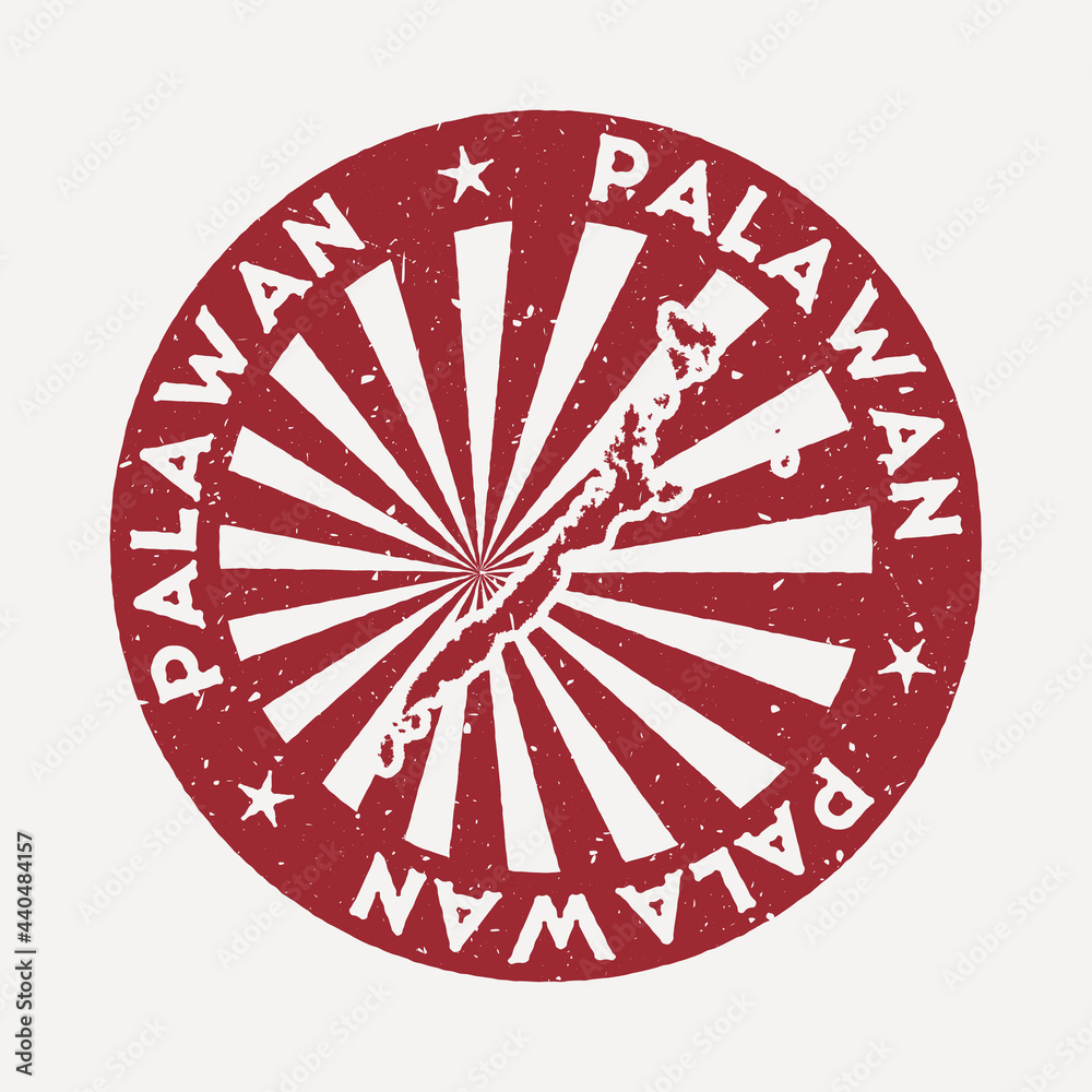 Palawan stamp. Travel red rubber stamp with the map of island, vector ...