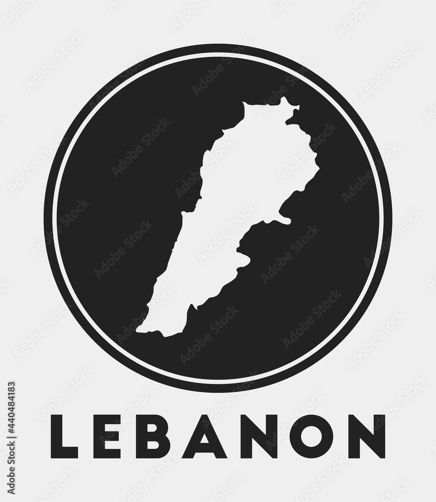 Lebanon icon. Round logo with country map and title. Stylish Lebanon ...