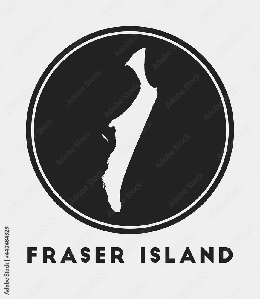 Fraser Island icon. Round logo with island map and title. Stylish ...