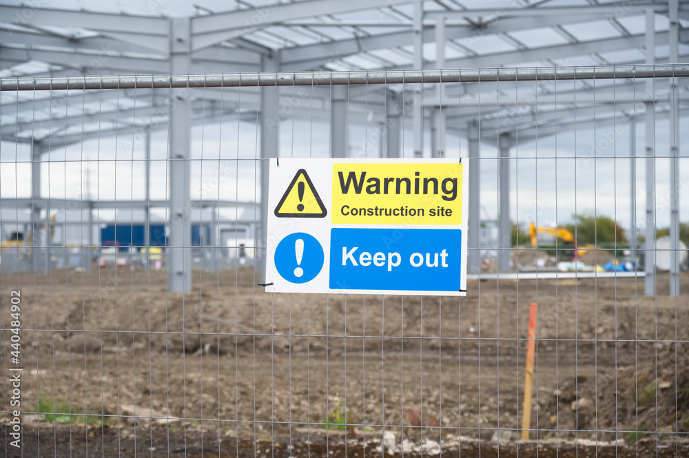 Construction site health and safety message rules sign board signage on ...