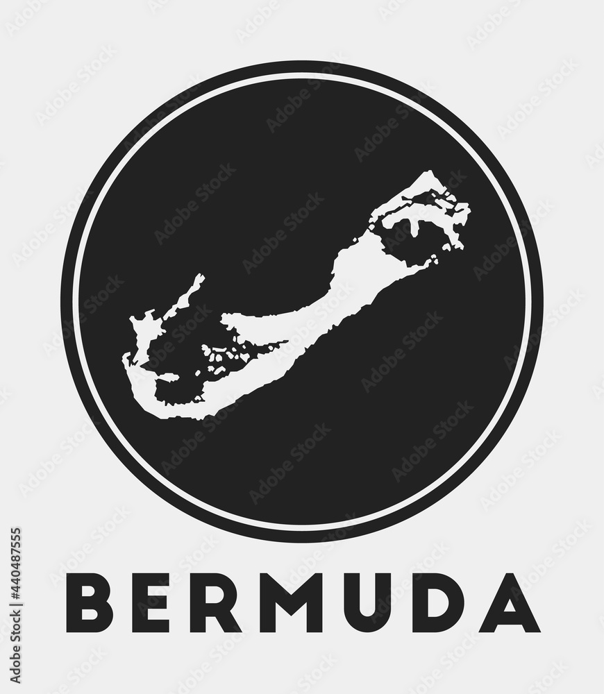 Bermuda icon. Round logo with island map and title. Stylish Bermuda ...