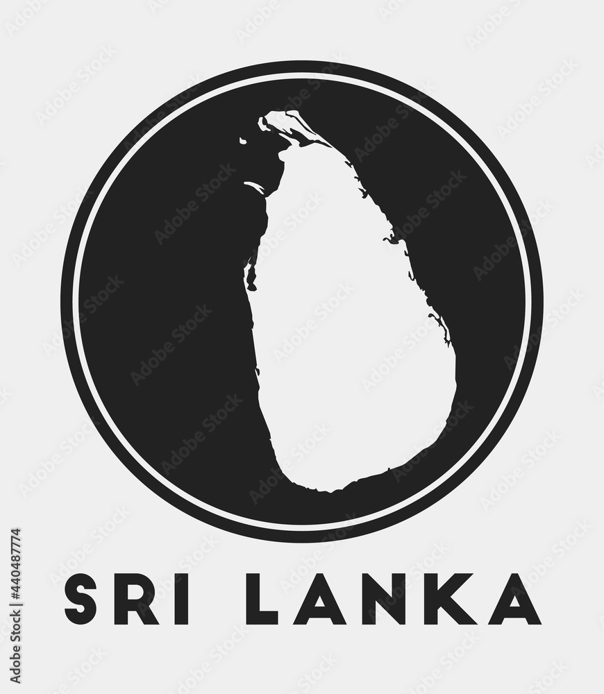 Sri Lanka icon. Round logo with country map and title. Stylish Sri ...
