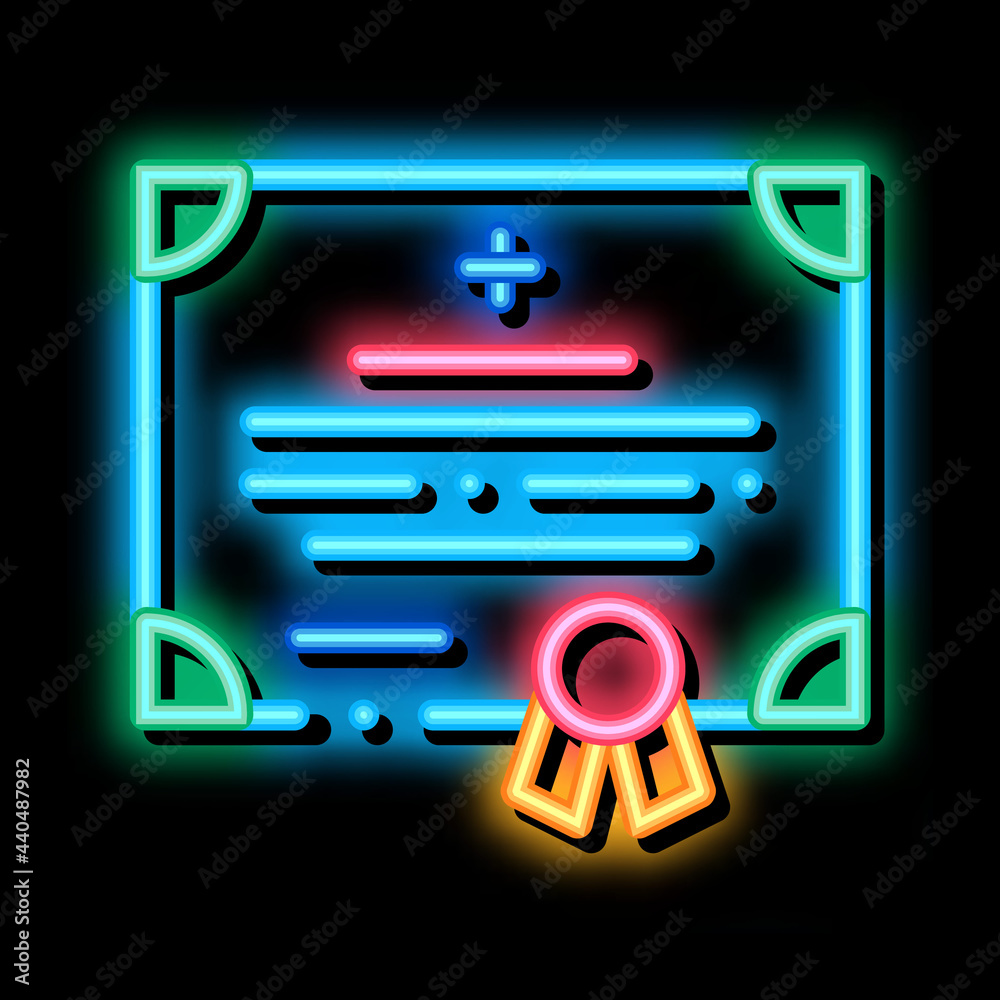 Vetor de medical certificate of nurse degree neon light sign vector ...