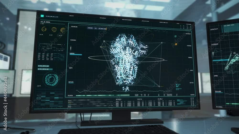 Video „Inside a Medical Research Laboratory. Computer Screen Shows a ...