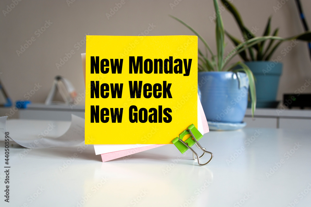 Writing note showing New Monday New Week New Goals. Business photo ...