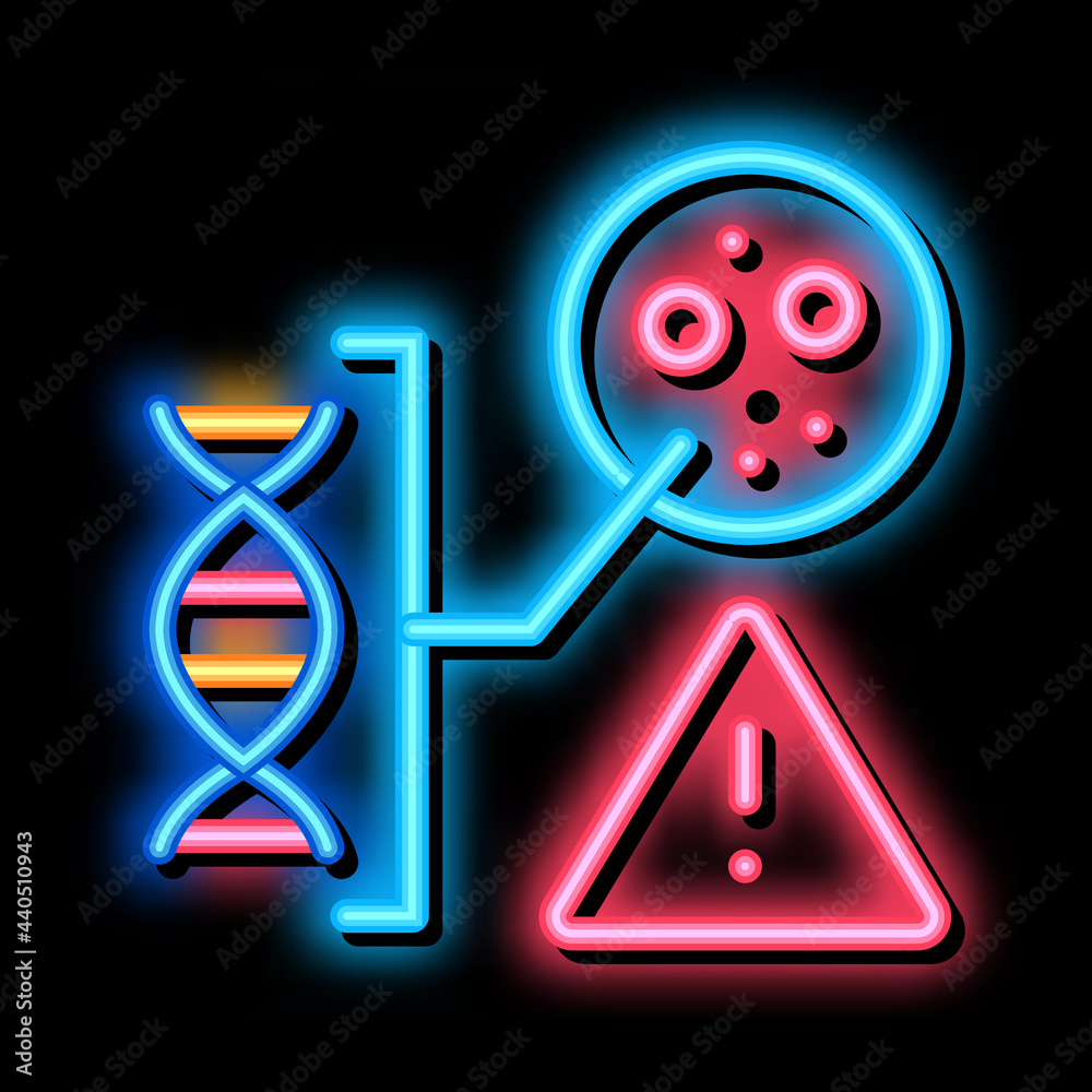 blood dna skin problem neon light sign vector. Glowing bright icon ...