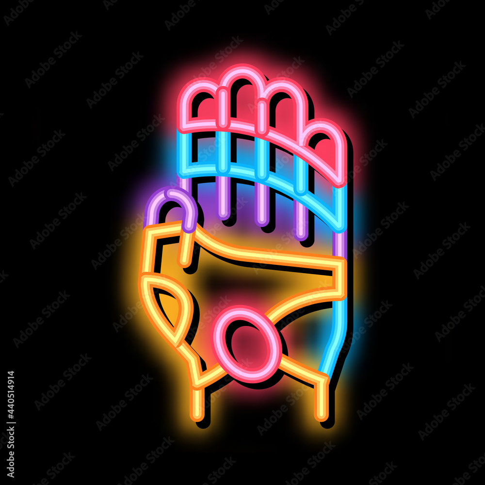 areas of action on arm neon light sign vector. Glowing bright icon ...
