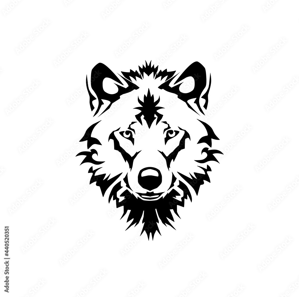 wolf face logo, hand drawn vector Stock Vector | Adobe Stock