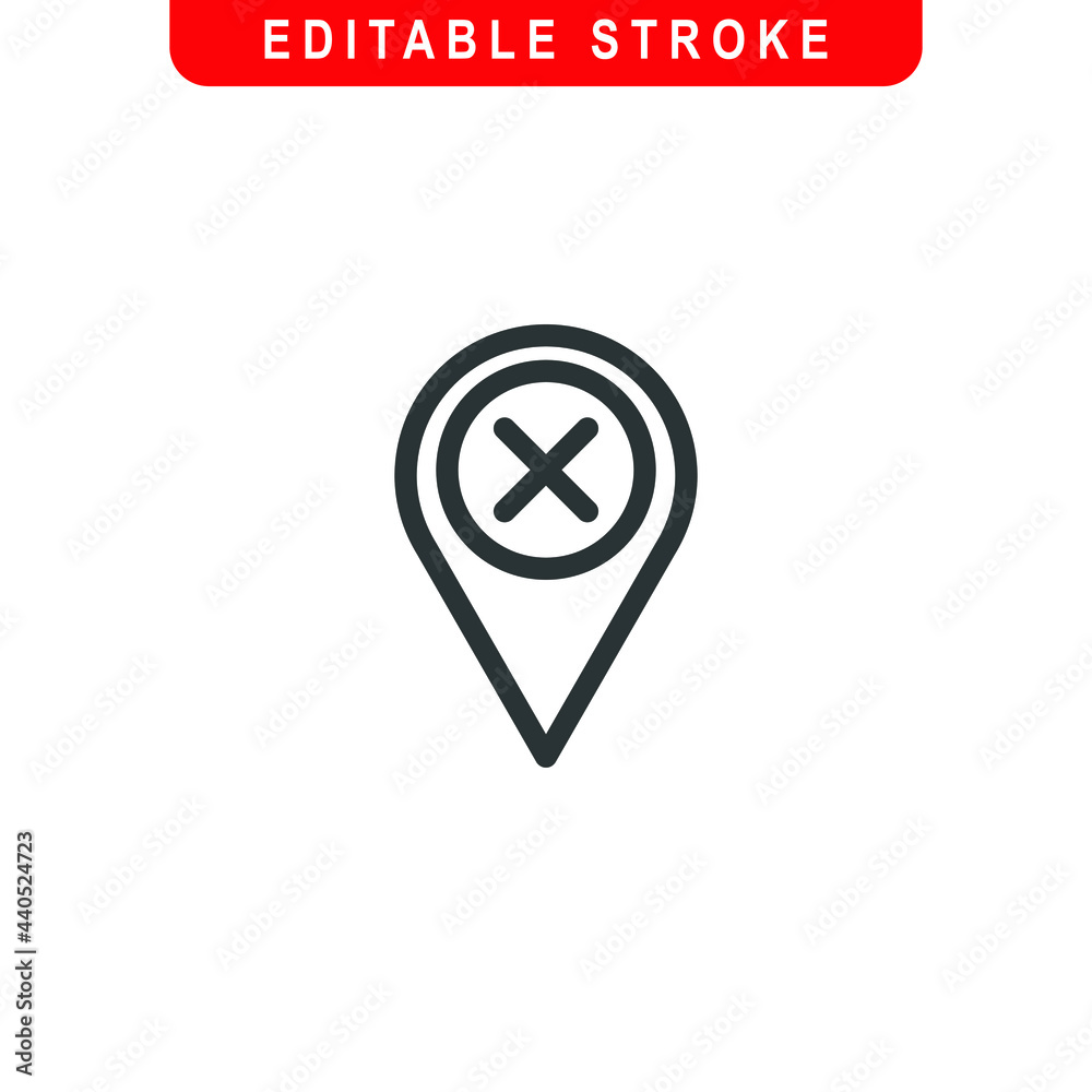 Close Pin Outline Icon. Pin Line Art Logo. Vector Illustration ...