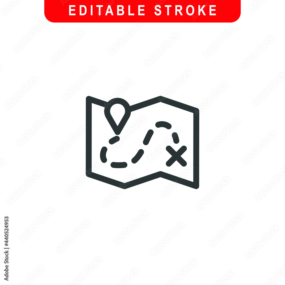 Travel Map Outline Icon. Map Line Art Logo. Vector Illustration ...