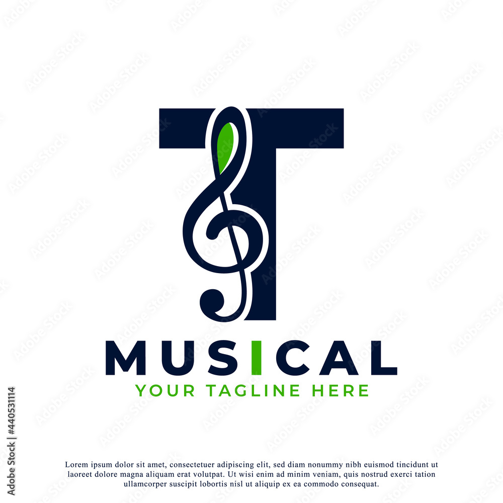 Letter T with Music Key Note Logo Design Element. Usable for Business ...