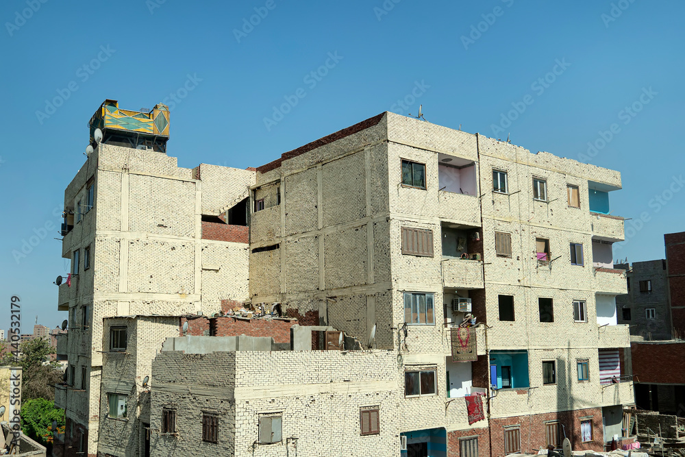 Ugly, not beautiful apartment buildings in Cairo. Construction of new ...