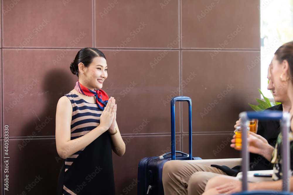 beautiful young asian woman receptionists working at a reception desk ...