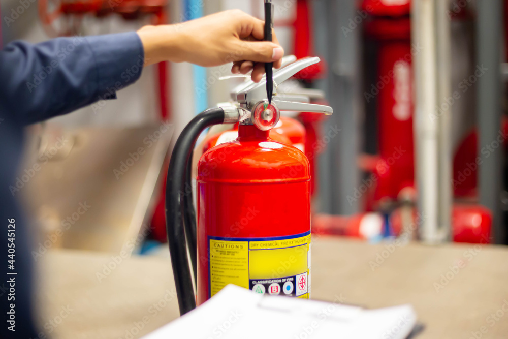 Engineer checking Industrial fire control system,Fire Alarm controller ...