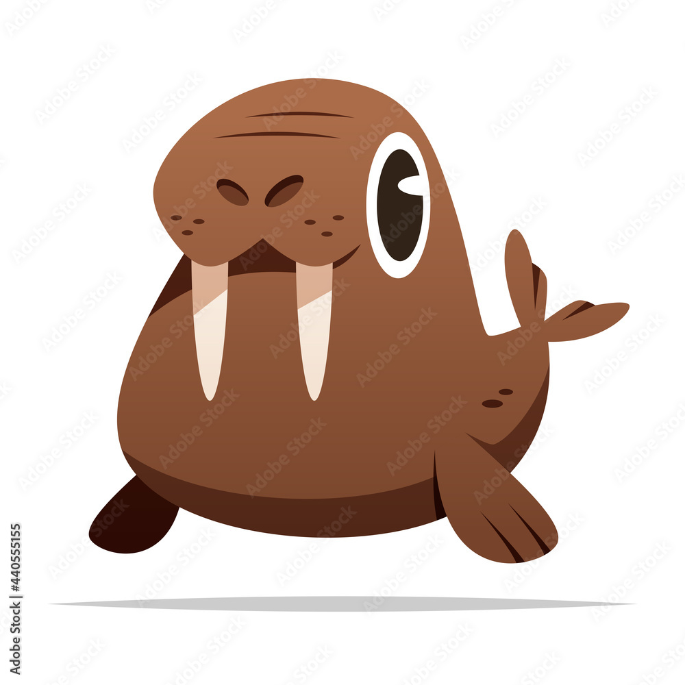 Cute cartoon walrus vector isolated illustration Stock Vector | Adobe Stock