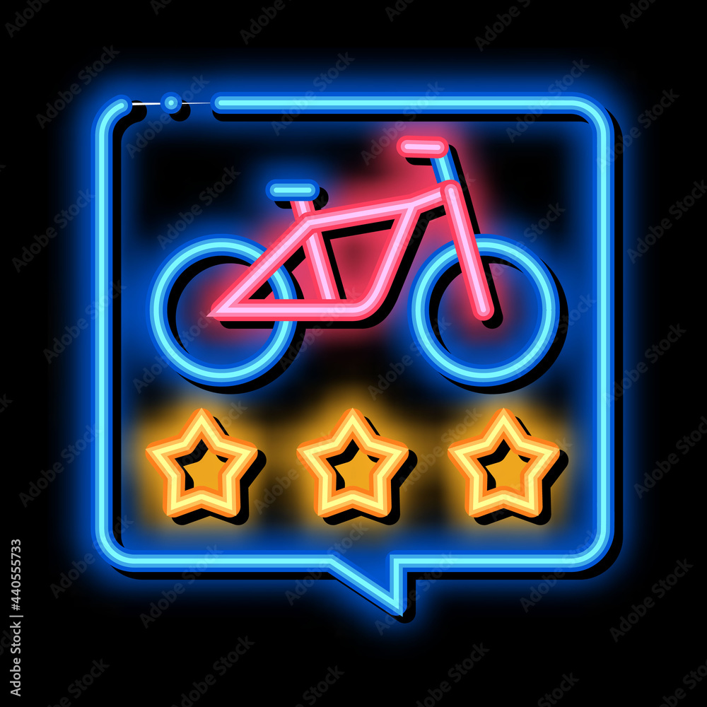 star rating bike sharing services neon light sign vector. Glowing ...