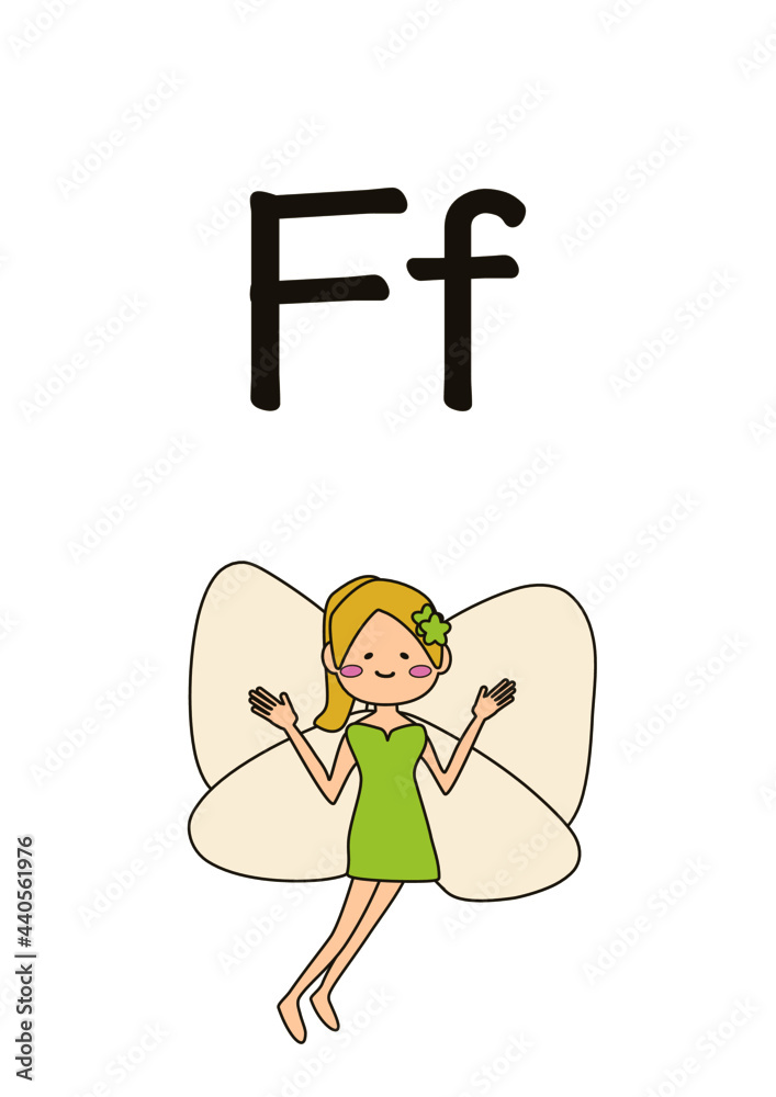 Fairy of f English alphabet spelling, Kinder,education,poster,card ...