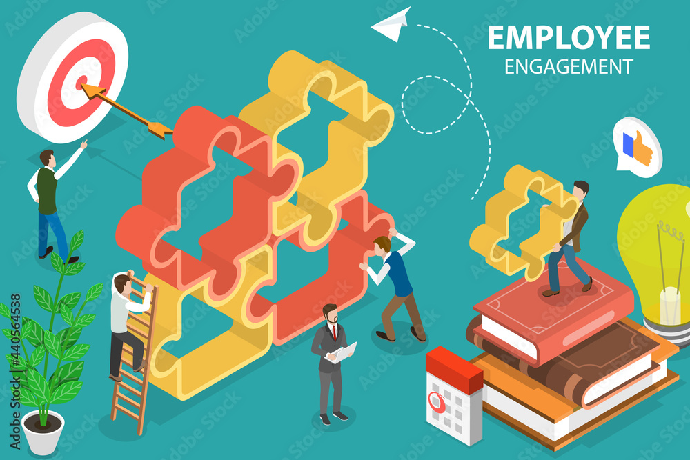 3D Isometric Flat Vector Conceptual Illustration of Employee Engagement ...