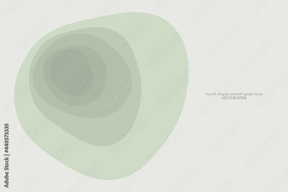 Abstract smooth round shapes overlay by olive green pastel tone colors ...
