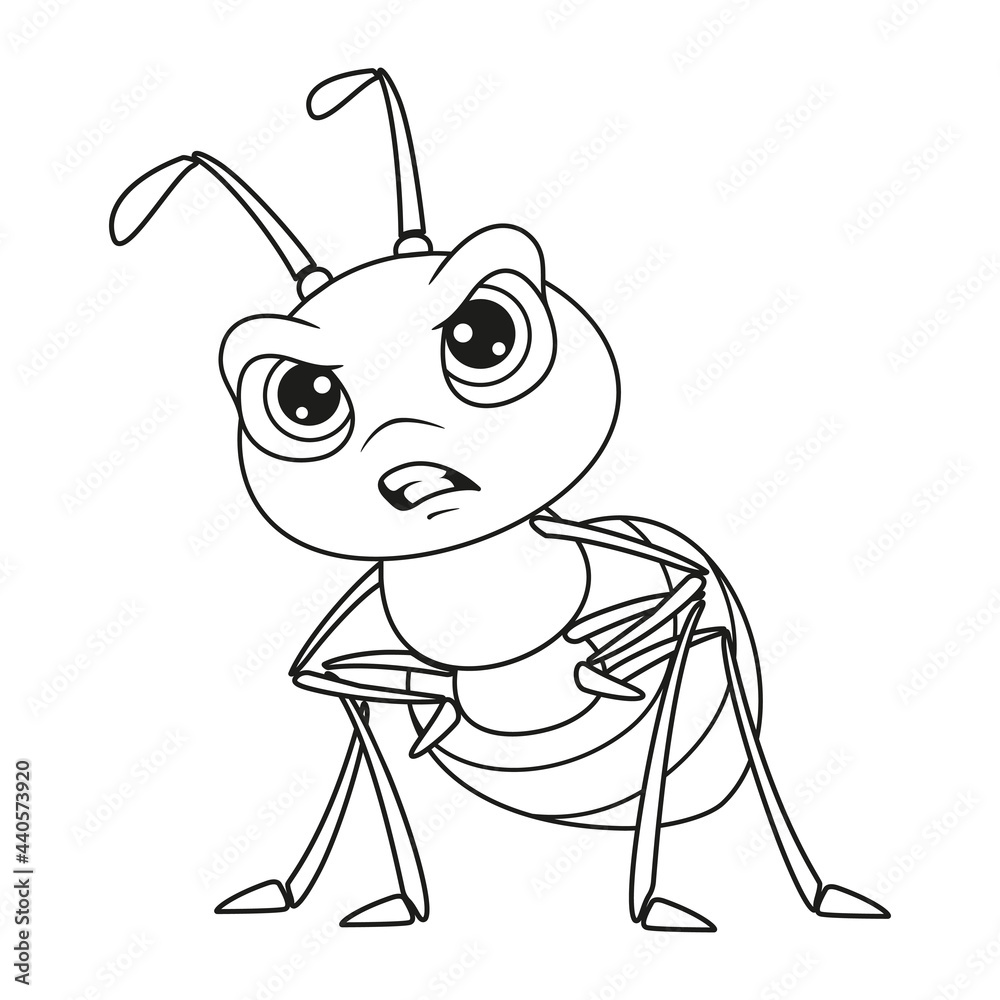Little ant is angry coloring page. Cartoon vector illustration Stock ...