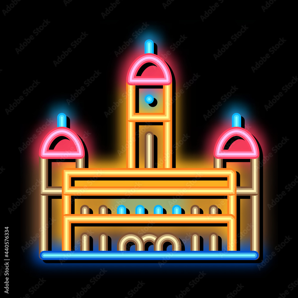 sultan palace abdul - samad neon light sign vector. Glowing bright icon sultan palace abdul ...
