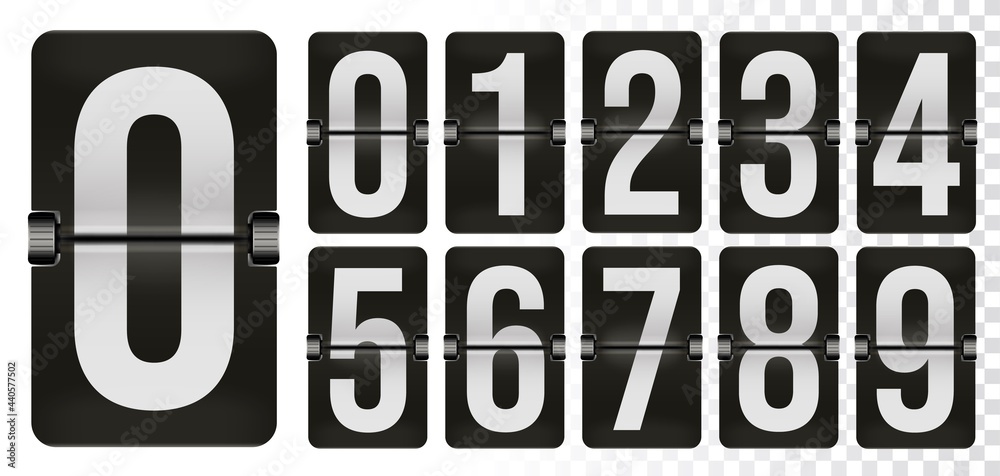 Mechanical scoreboard number set for flip clock time counter. Alarm ...