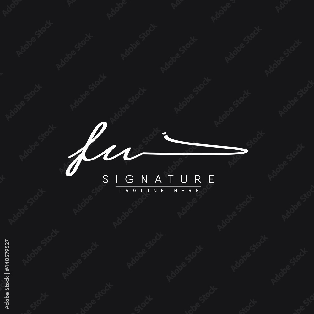 Initial Letter FU Logo - Handwritten Signature Logo Stock Vector ...