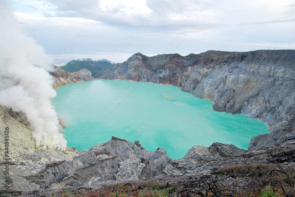 Kawah Ijen volcano and sulfur lake is composite volcanoes in the ...