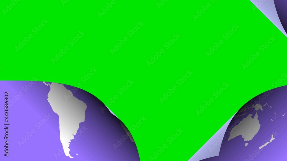 After split of world map,green screen appeared behind.4K.Includes green ...