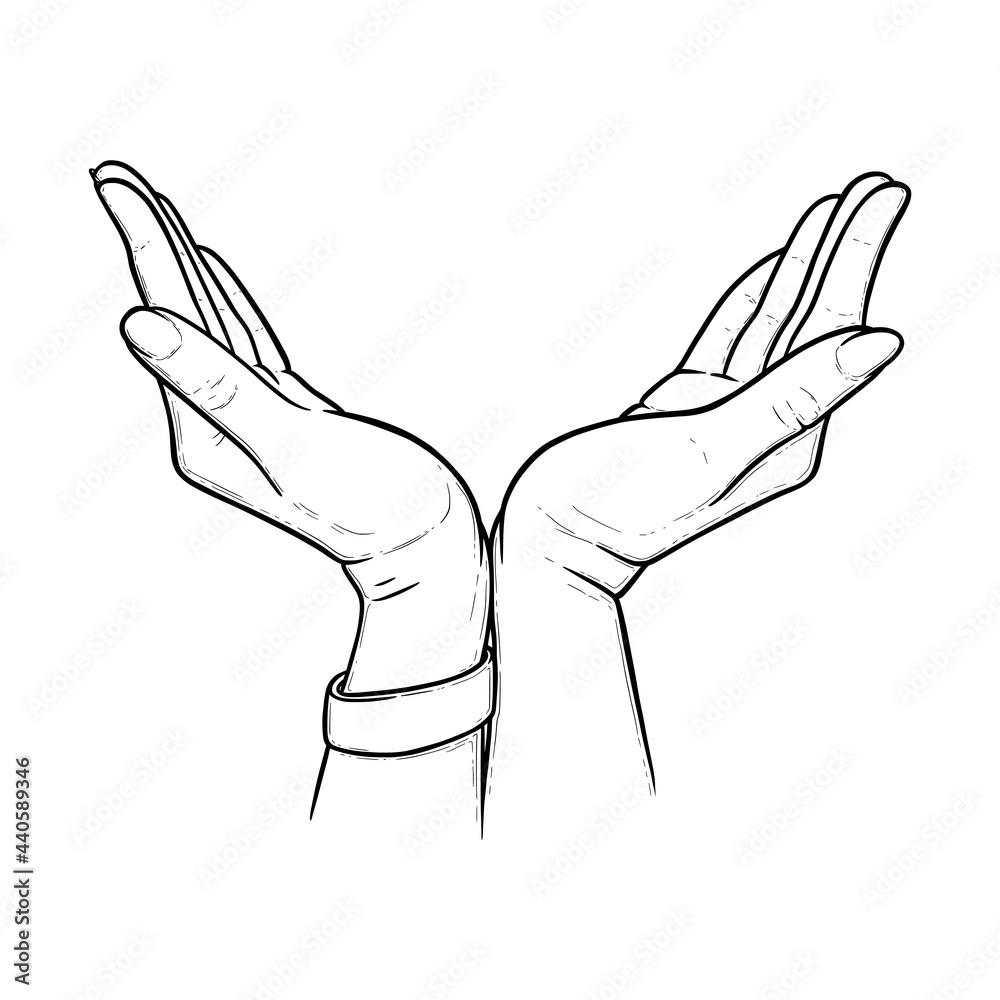 Gesture expressing protection, care, support and safety. Hand symbol of ...