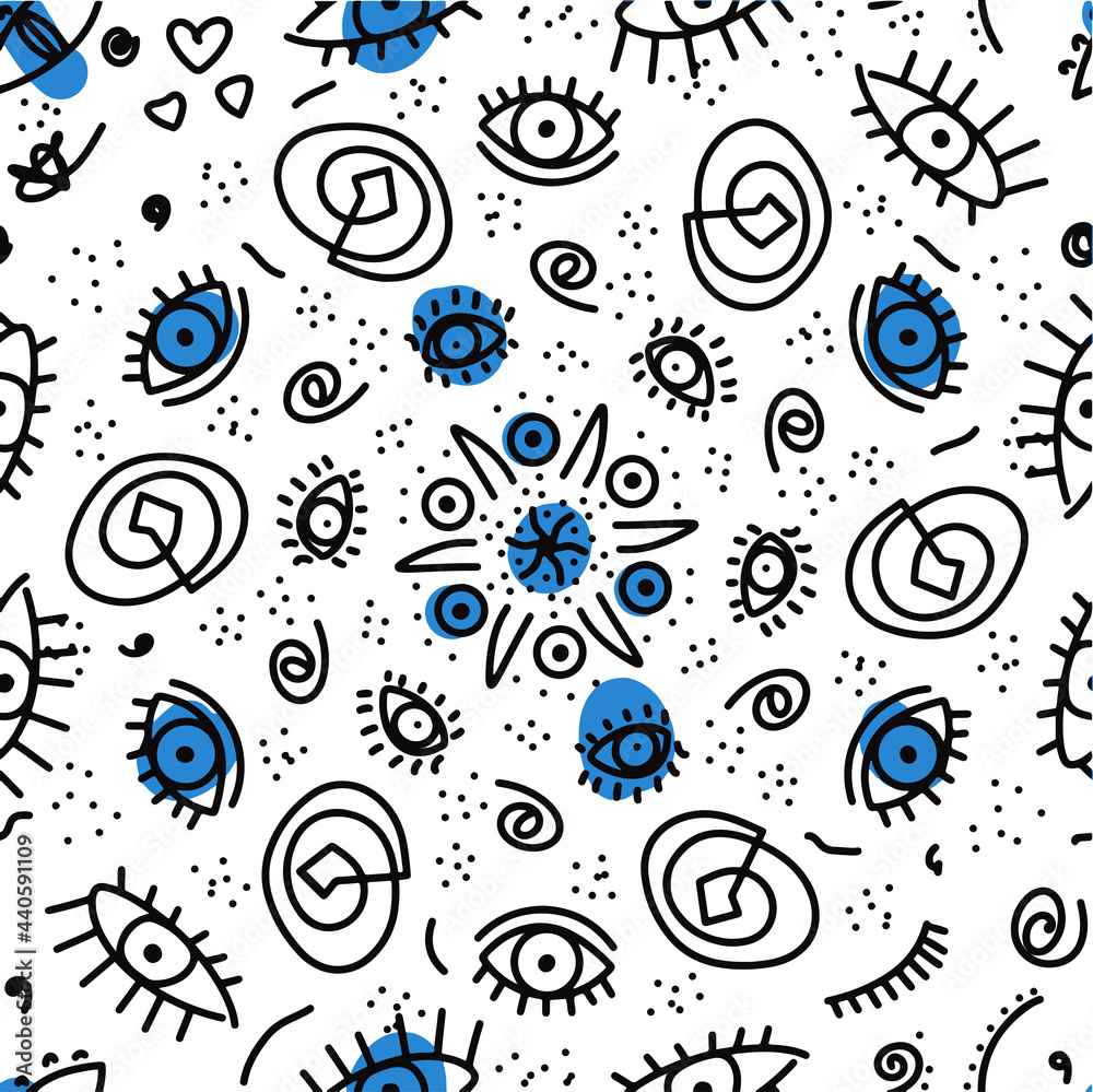 Seamless pattern of Amulets from the evil eye, eye from the evil eye ...