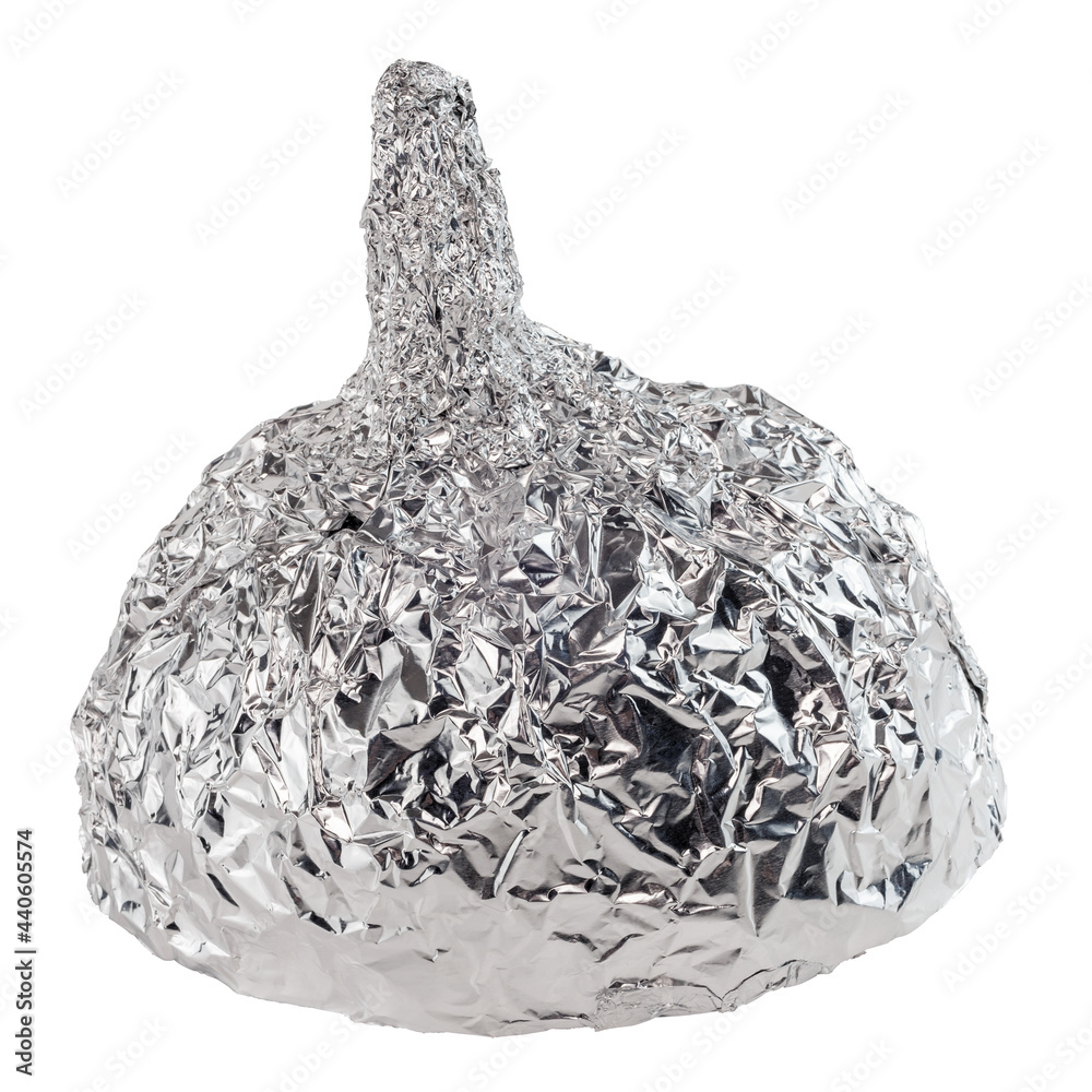 Aluminium foil hat isolated on white background, symbol for conspiracy ...