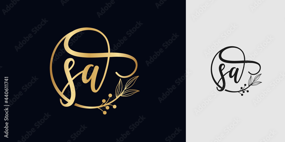 Handwritten Signature Logo combination Initial Letter S and A ...