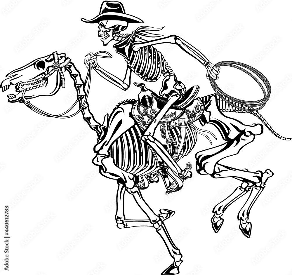 cowboy ghost rider skeleton skull เวกเตอร์สต็อก | Adobe Stock