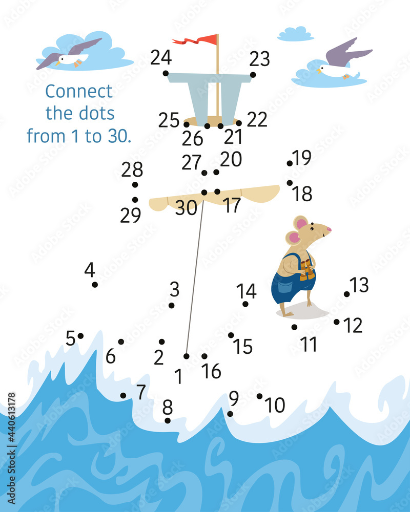 Ship with mouse captain. Activity page for kids. Educational game ...