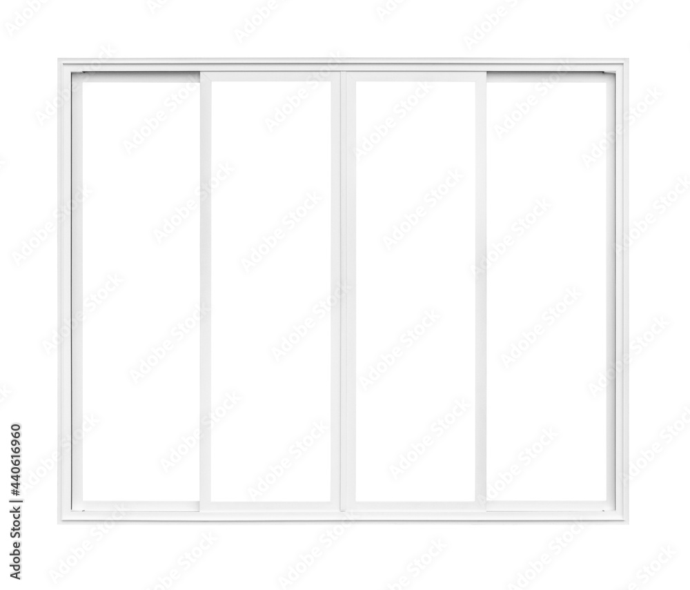 Real modern house window frame isolated on white background with ...