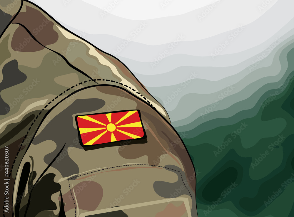 Flag of North Macedonia on soldier arm. Army of North Macedonia Stock ...