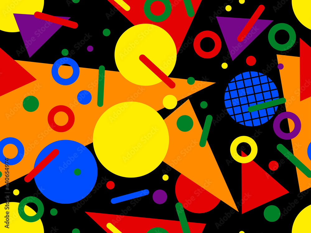 80s geometric seamless pattern with rainbow colors. LGBT pride month ...