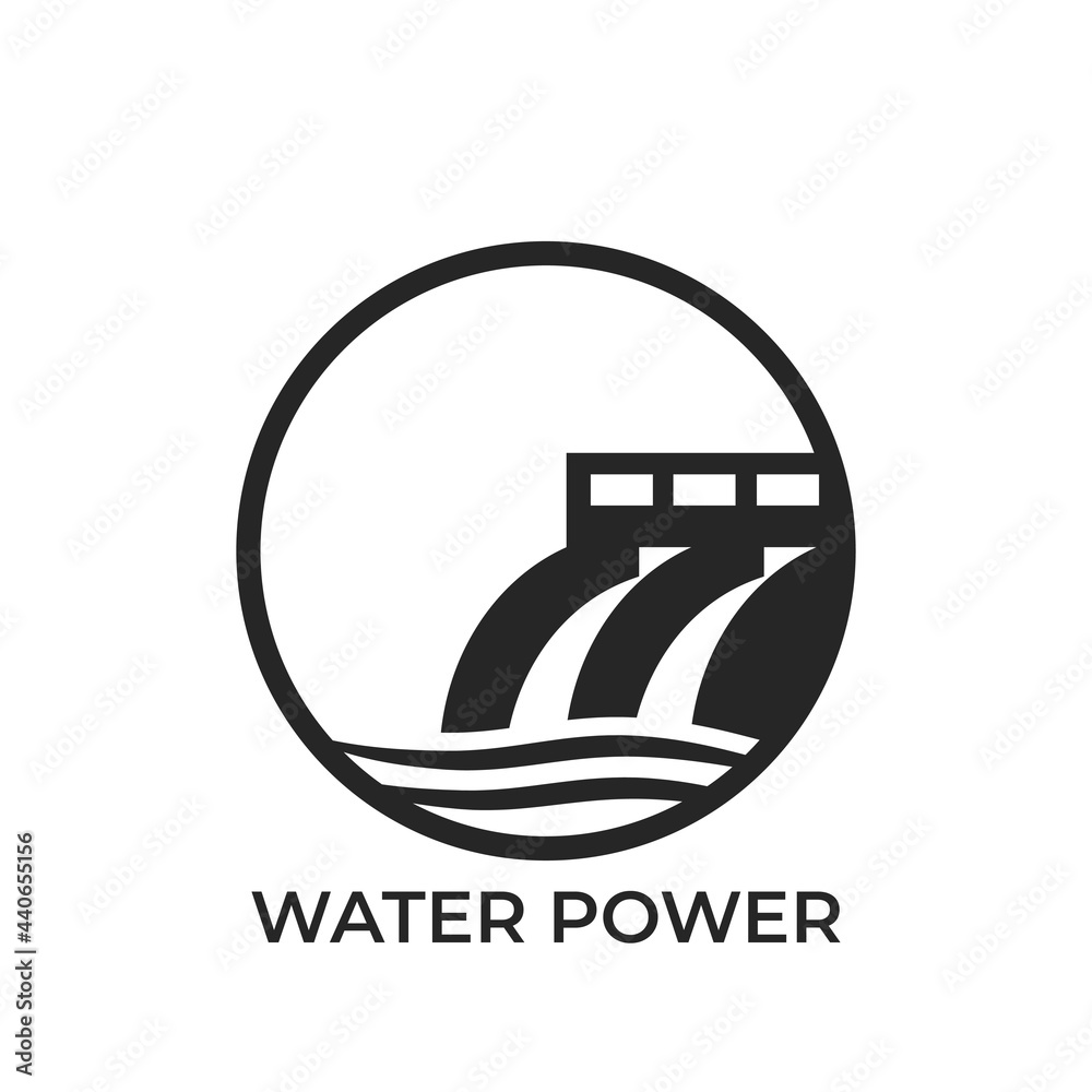 water power round logo. environment, sustainable and renewable energy ...