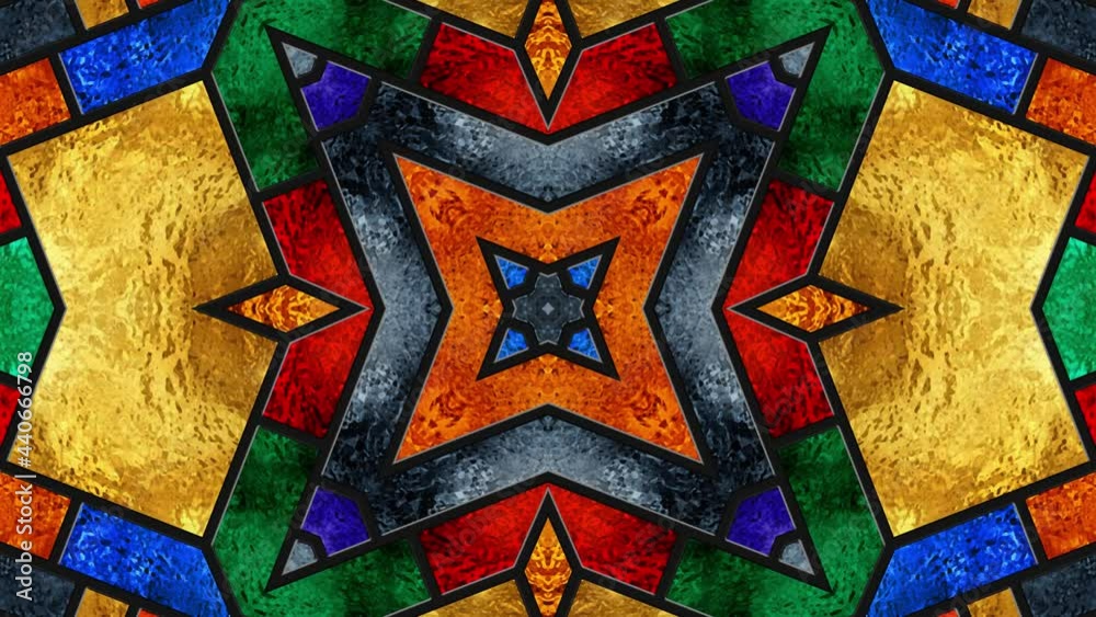 Stained glass. Seamless looping multicolor animation footage ...