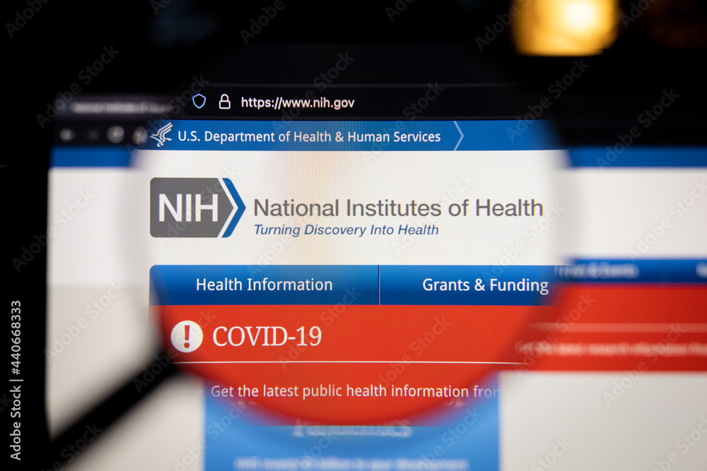 NIH National Institute of Health company logo on a website, seen on a ...