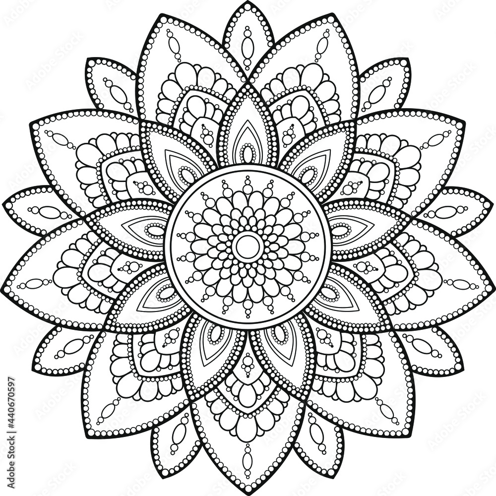 mandala with gentle oriental pattern on transparent background, use for ...