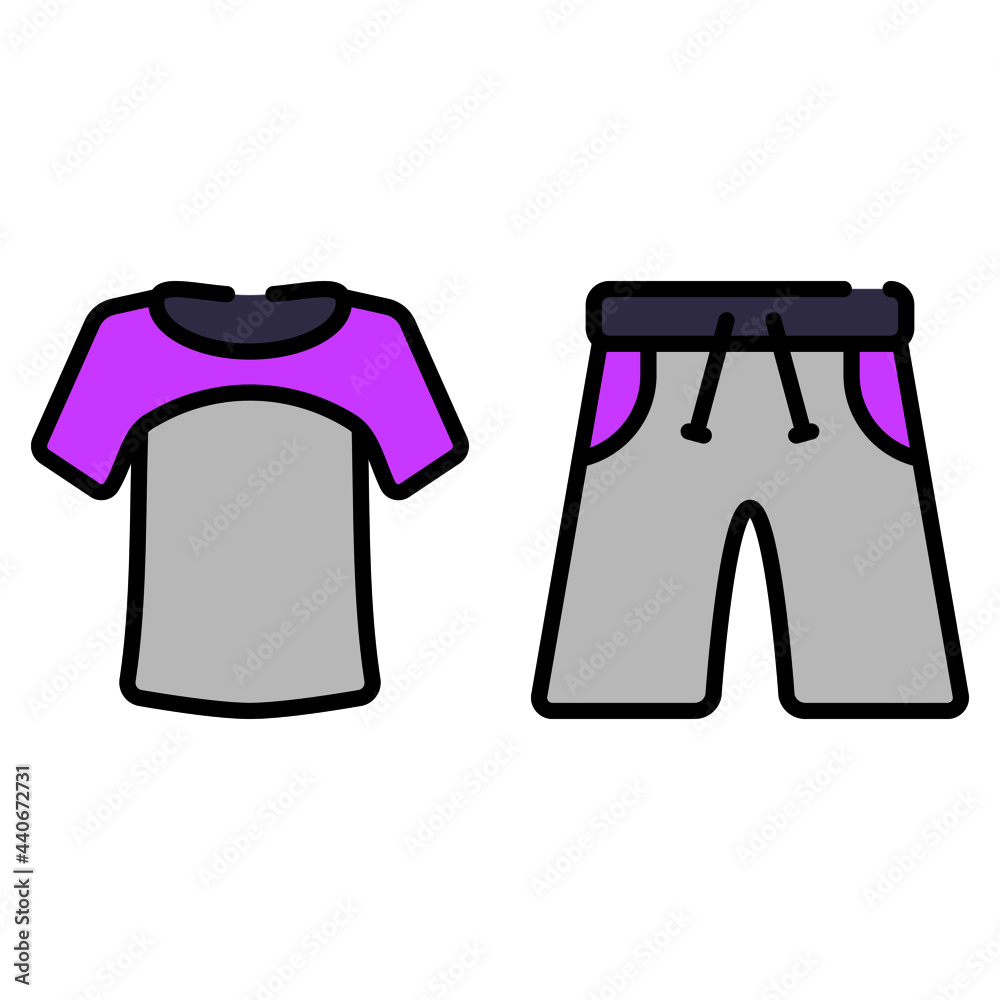 Shirt and trunks icon with outline style and pixel perfect base ...