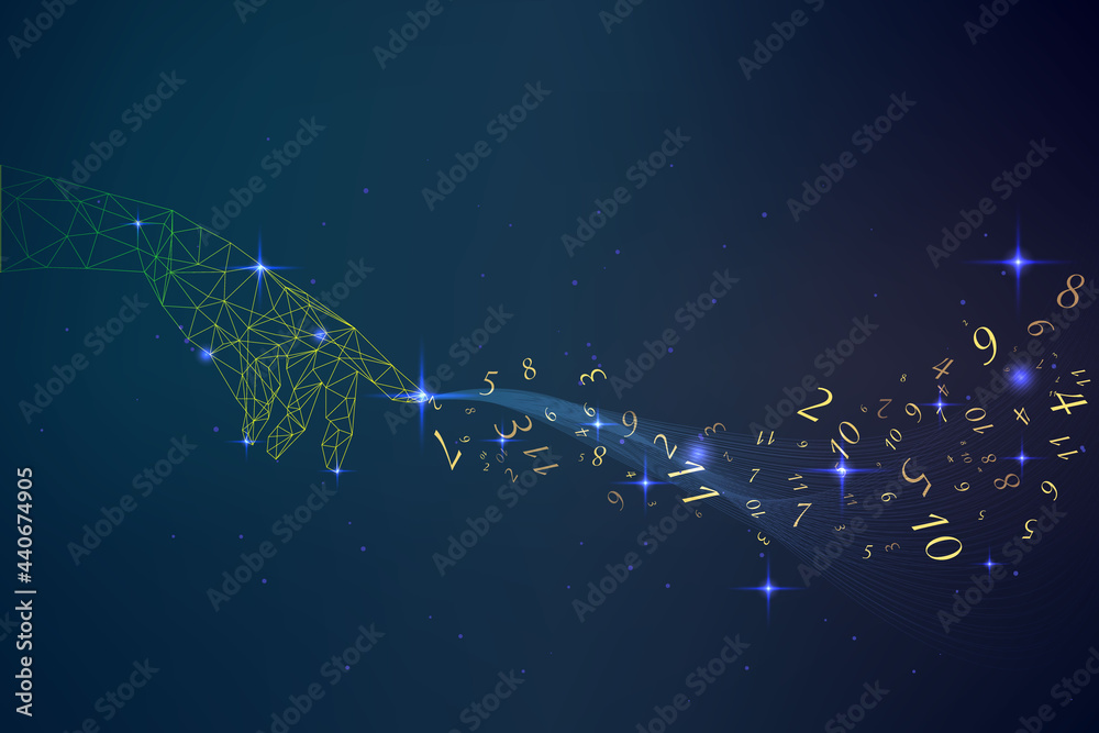 Astrology and numerology concept with zodiac signs and numbers over ...