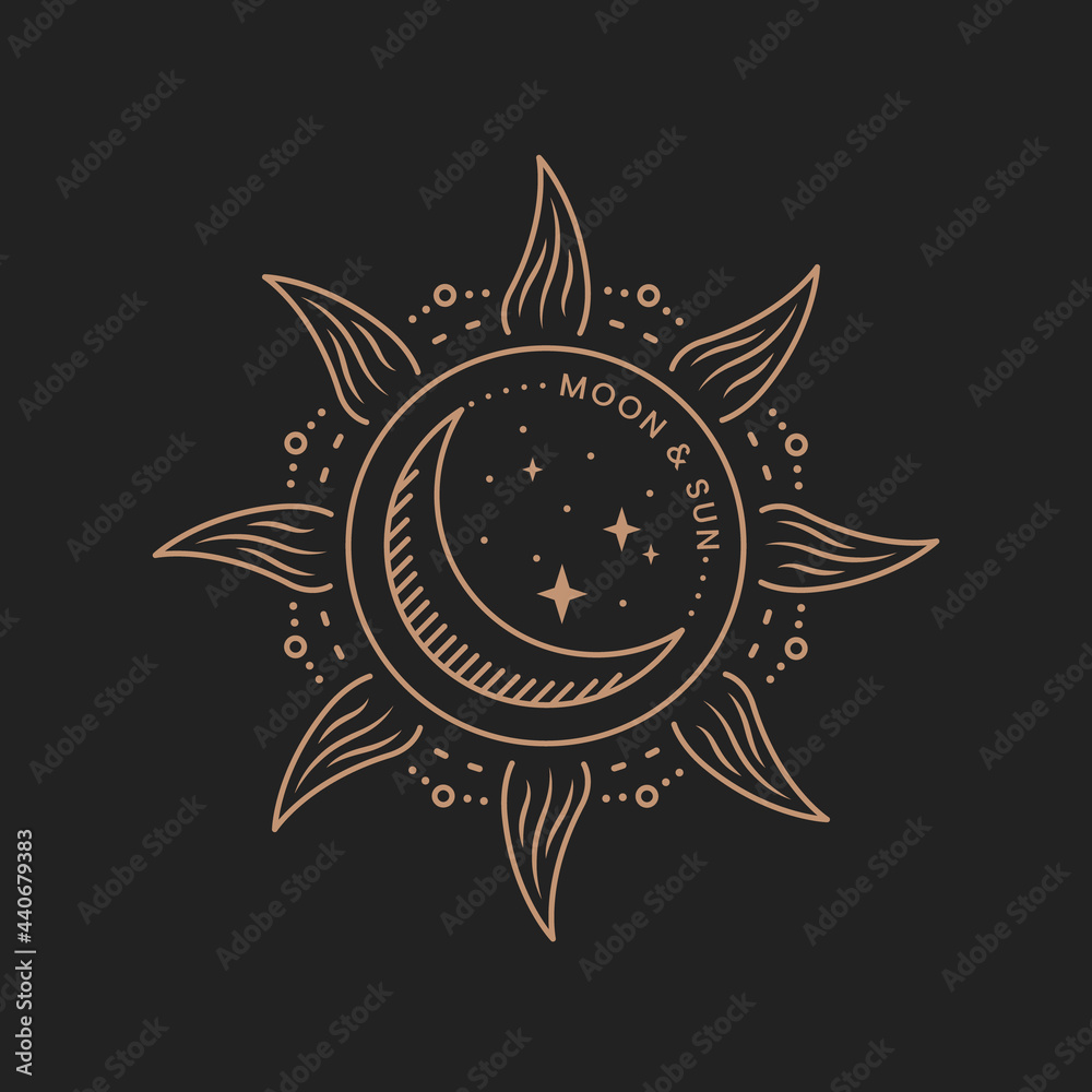 sun and moon elegant logo Stock Vector | Adobe Stock