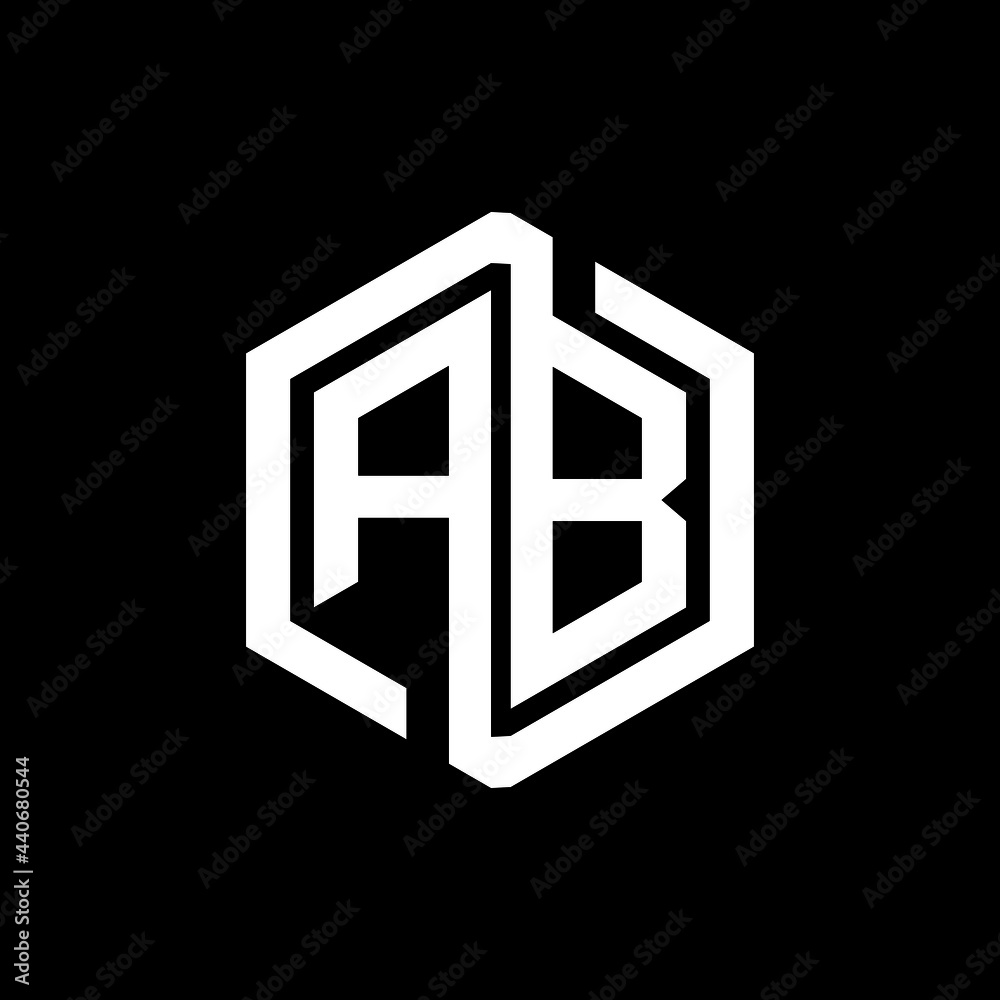 AB letter logo design with black background in illustrator, vector logo ...
