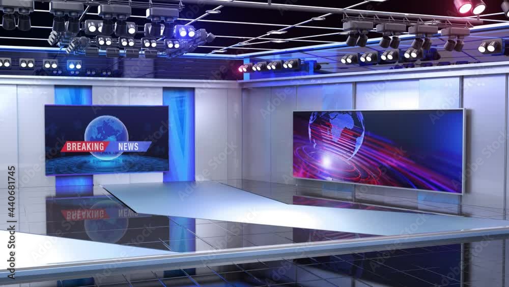 3D Virtual TV Studio News, Backdrop For TV Shows .TV On Wall.3D Virtual ...