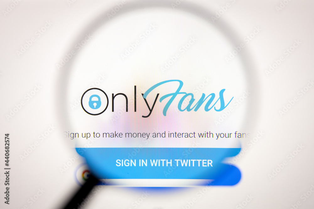OnlyFans company logo on a website, seen on a computer screen through a ...