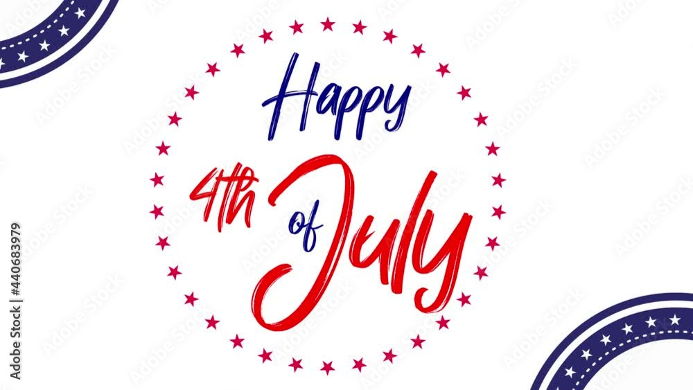 Happy 4th of July motion graphics with spinning stars banner over white ...